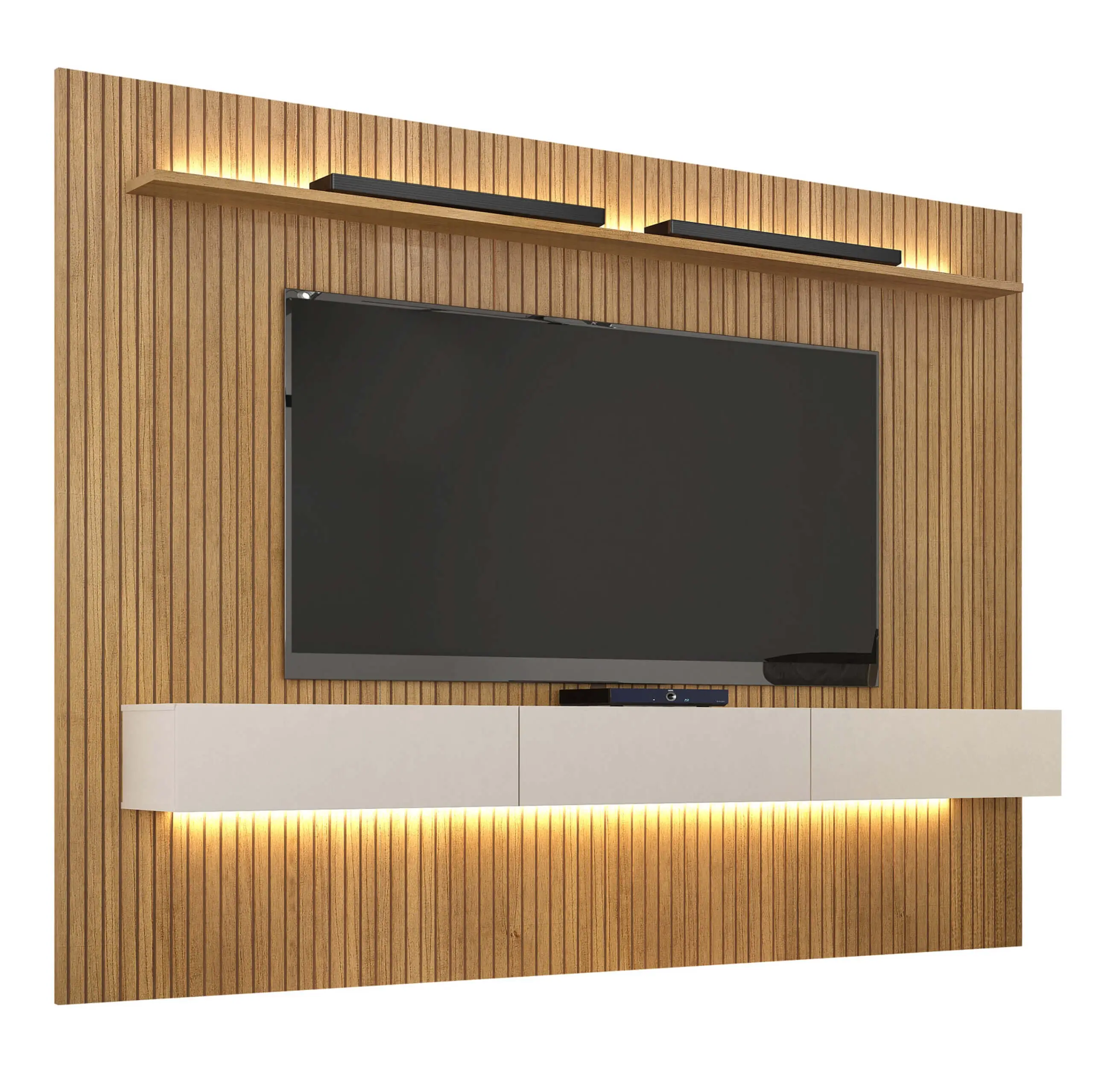 Painel Curitiba Com Nicho 224cm para TV até 75 Polegadas