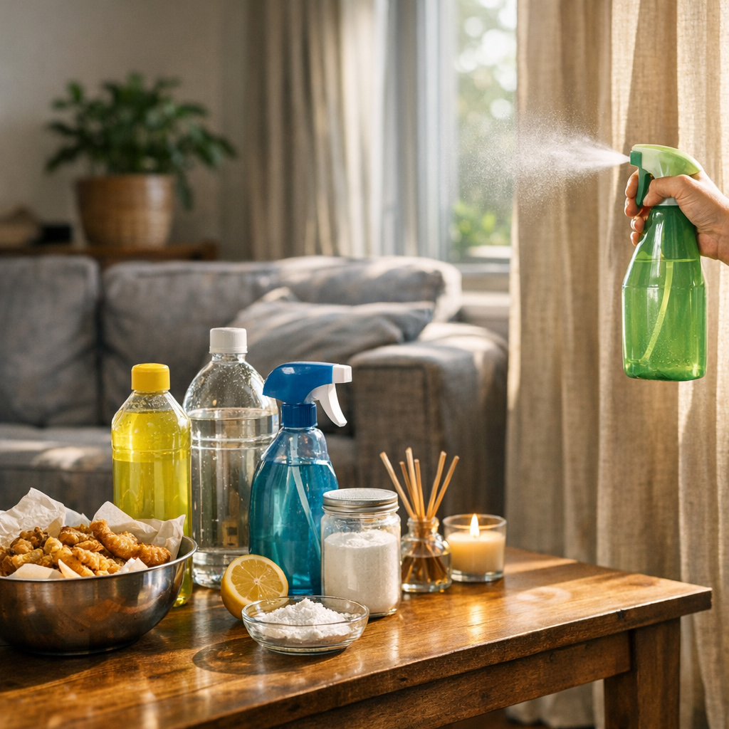 Como tirar cheiro de comida frita da sala e da cortina